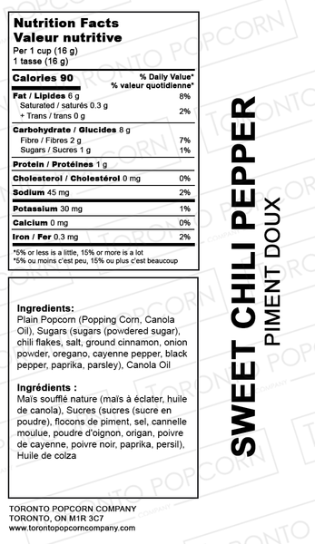 Sweet Chili Pepper Popcorn – Toronto Popcorn Company