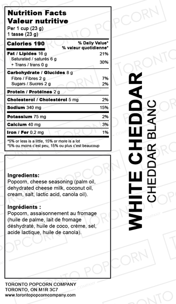White Cheddar Popcorn | Toronto Popcorn Company